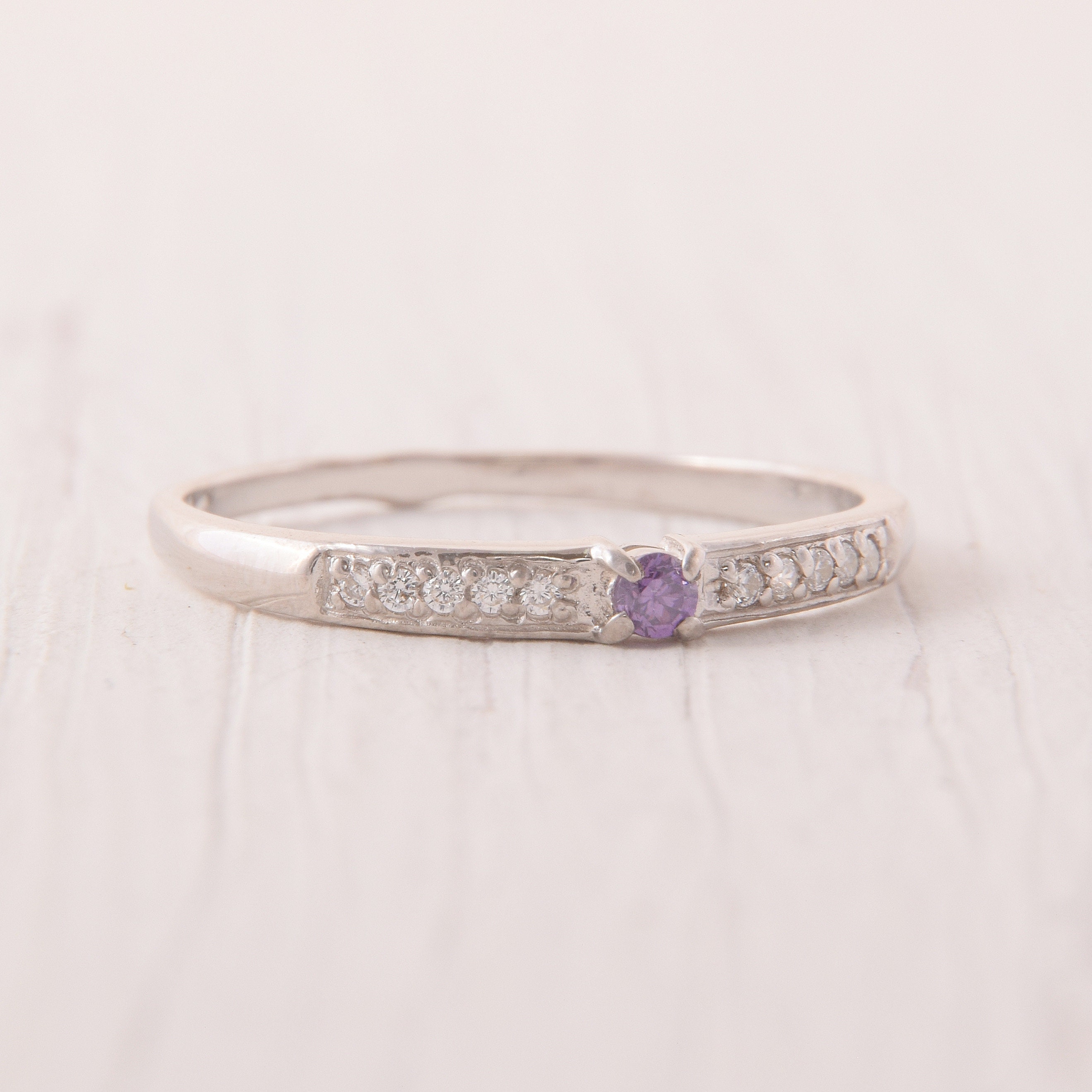 Amethyst ring Purple stone ring Silver promise ring Promise | Etsy