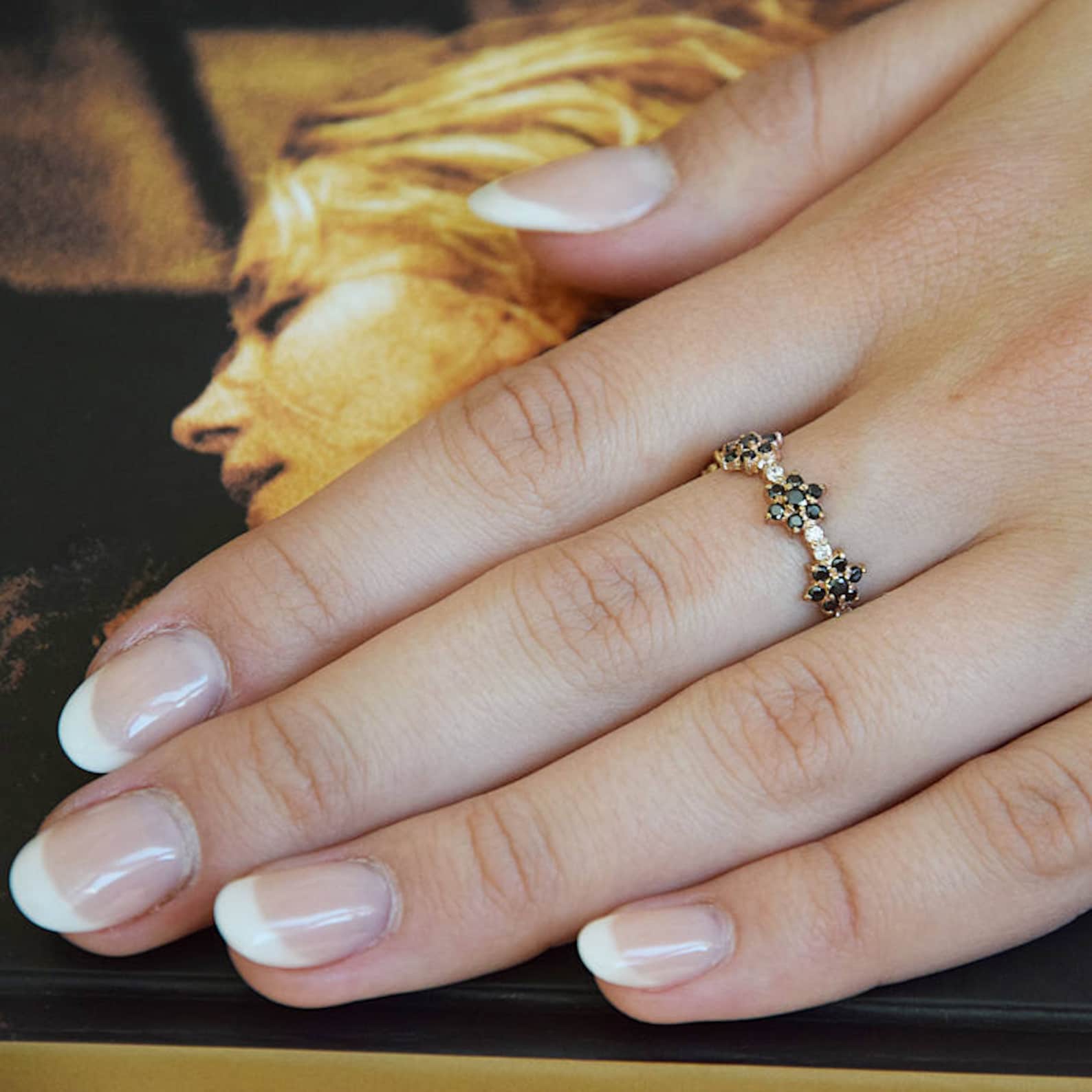 Unique Wedding Ring Wedding Ring Women Black Stone Ring | Etsy