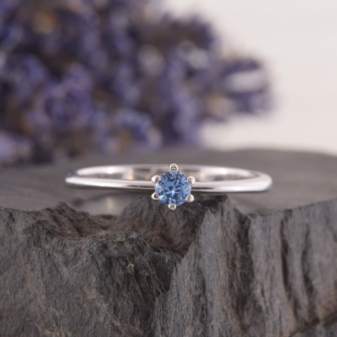 Small Womens Promise Ring, Topaz Silver Ring, Dainty Minimalist Promise ...