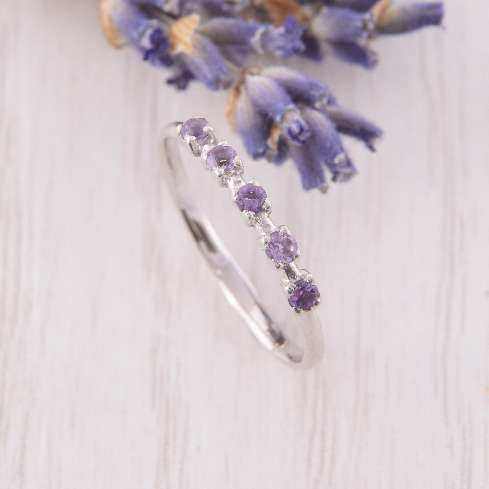 Amethyst Ring Minimalist Ring Promise Ring Women Silver - Etsy