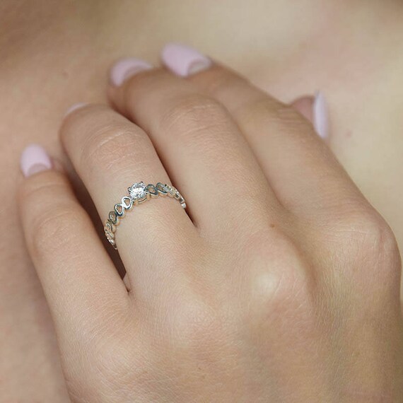 Promise ring for her Heart ring Solitaire ring Valentines | Etsy
