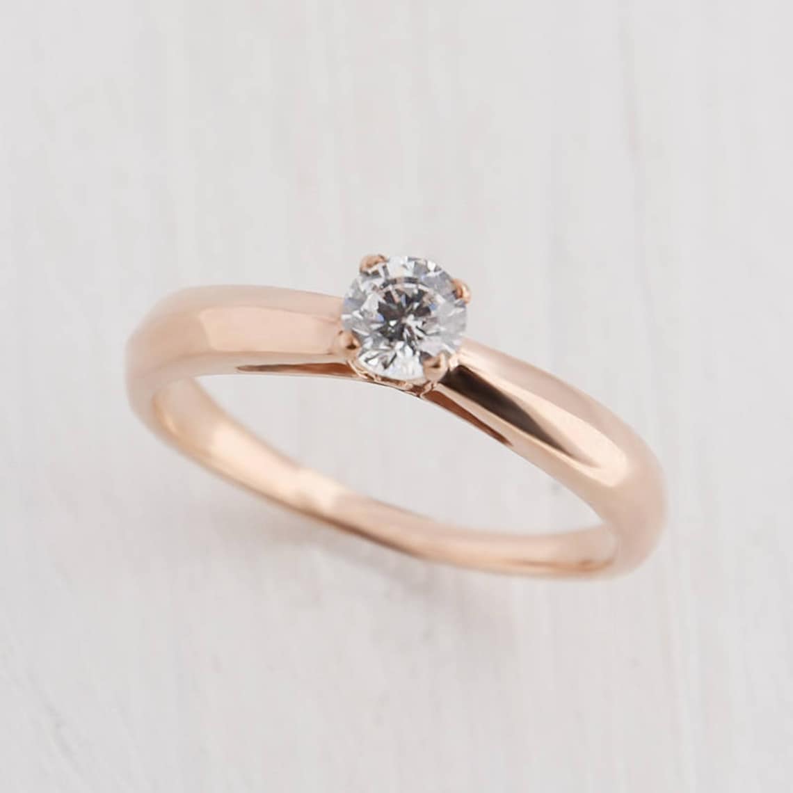 Rose Gold Solitaire Engagement Ring Unique Engagement Ring | Etsy