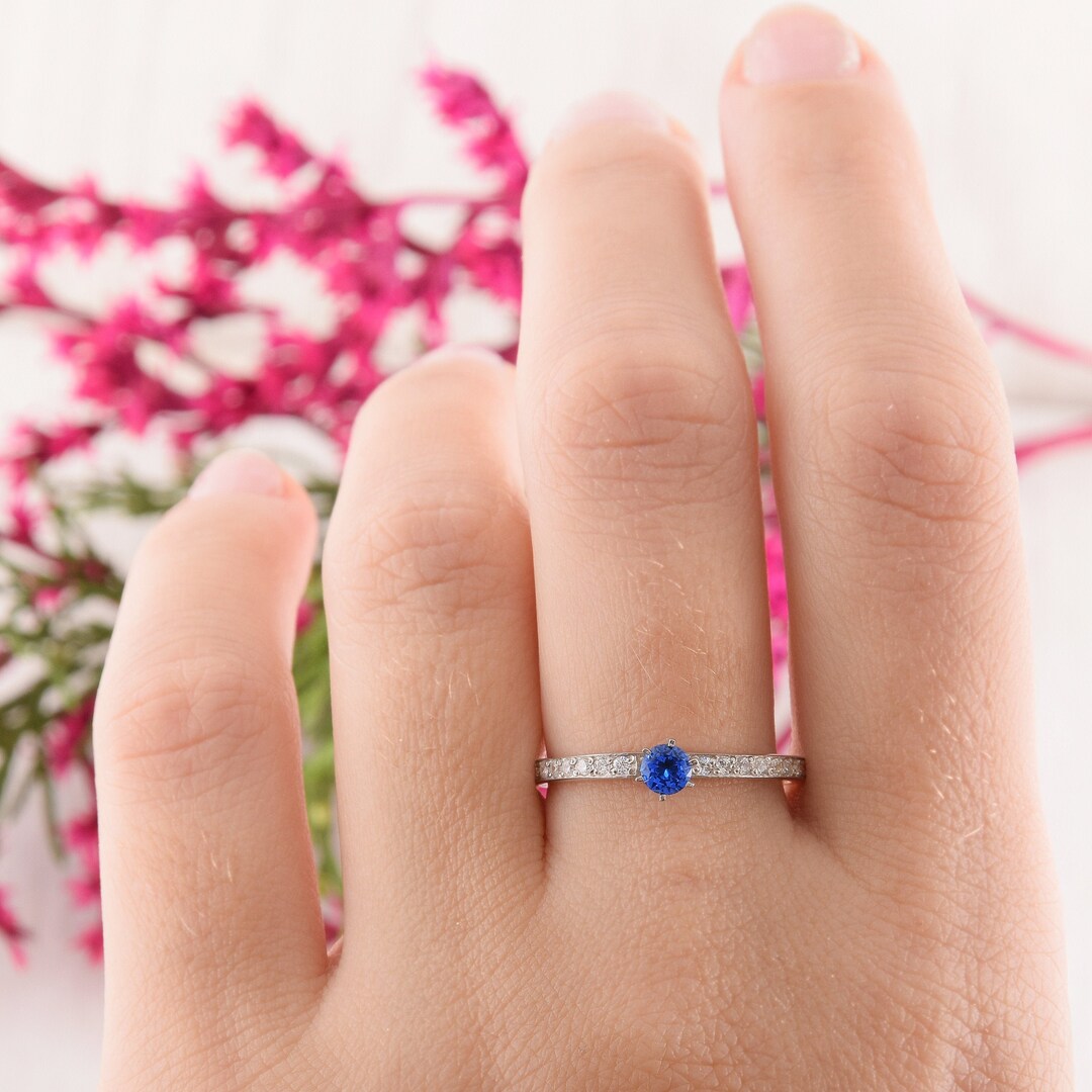 Unique Womens Sapphire Ring Dainty Silver Sapphire Ring - Etsy