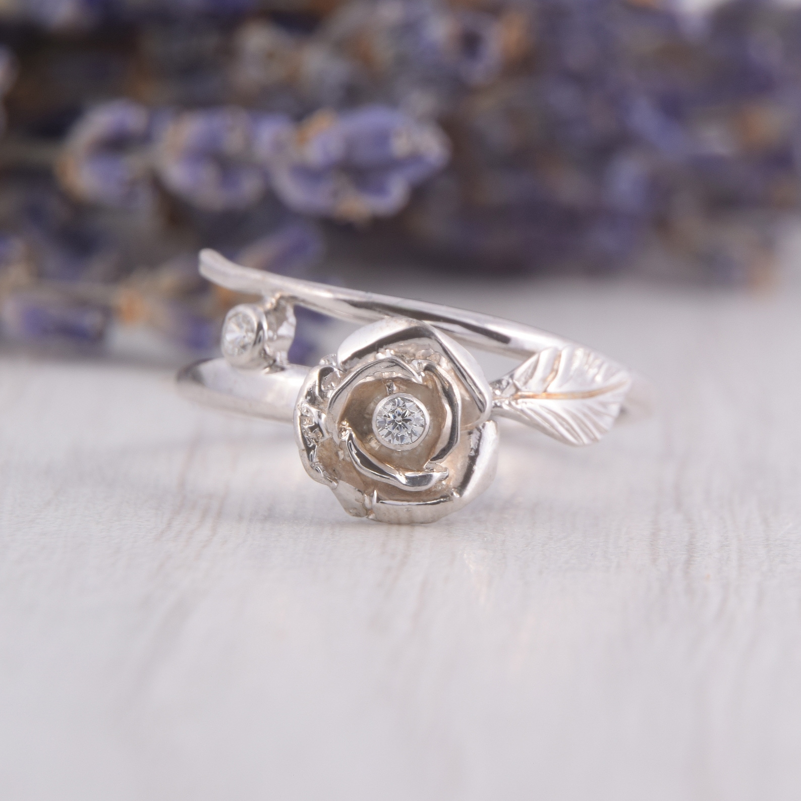 Silver Flower Ring Rose Ring Silver Promise Ring Women - Etsy