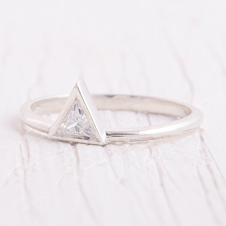 Unique Womens Promise Ring Triangle Ring Simple Dainty | Etsy