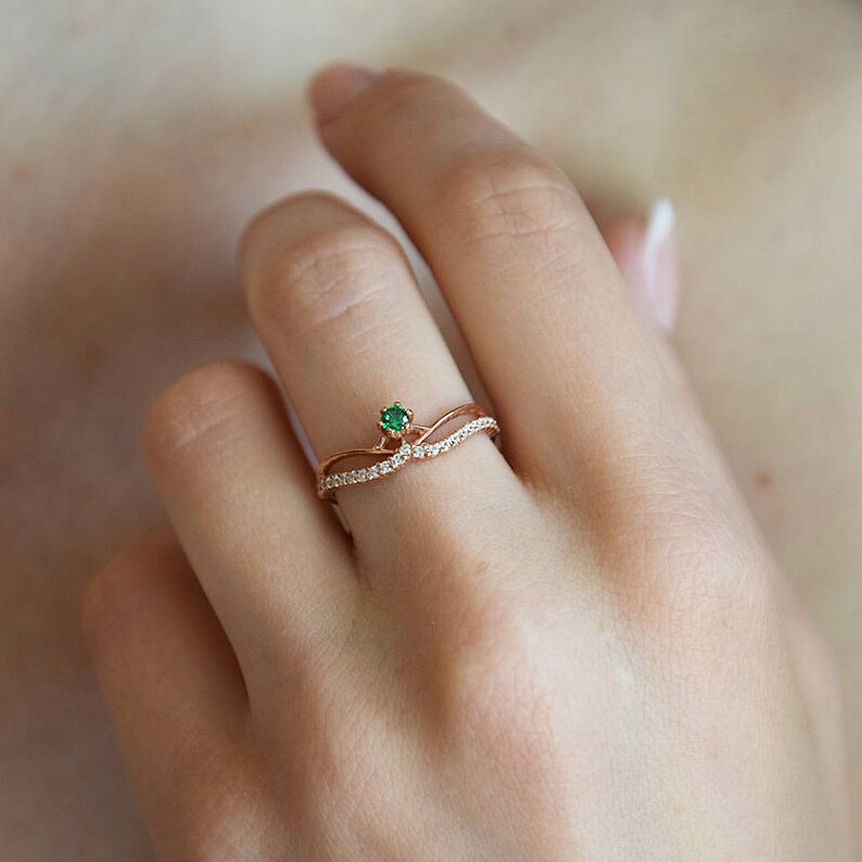 Dainty Emerald Promise Ring Womens Emerald Ring Antique | Etsy