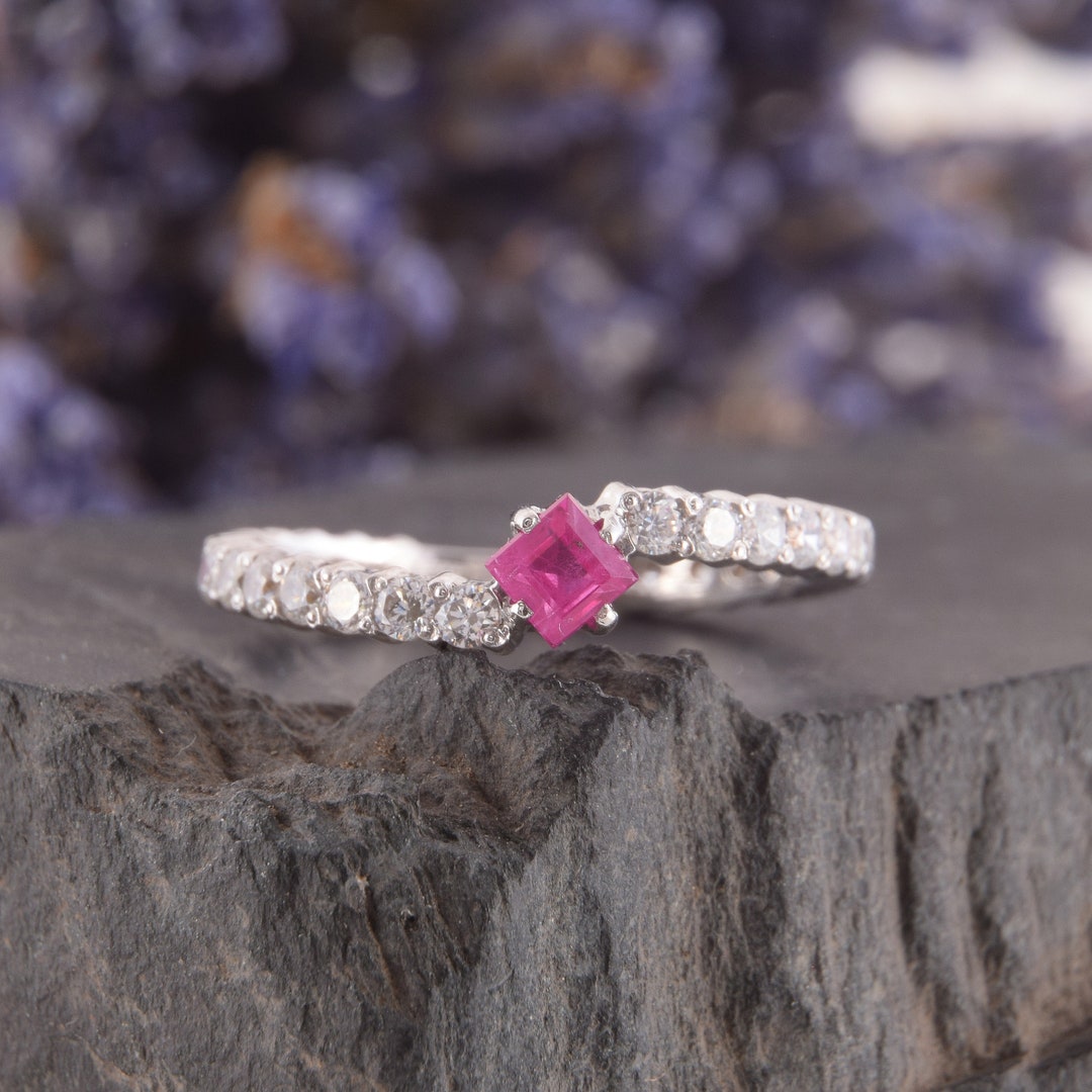 Small Ruby Promise Ring, Minimalist Ring, Dainty Promise Ring, Womens ...