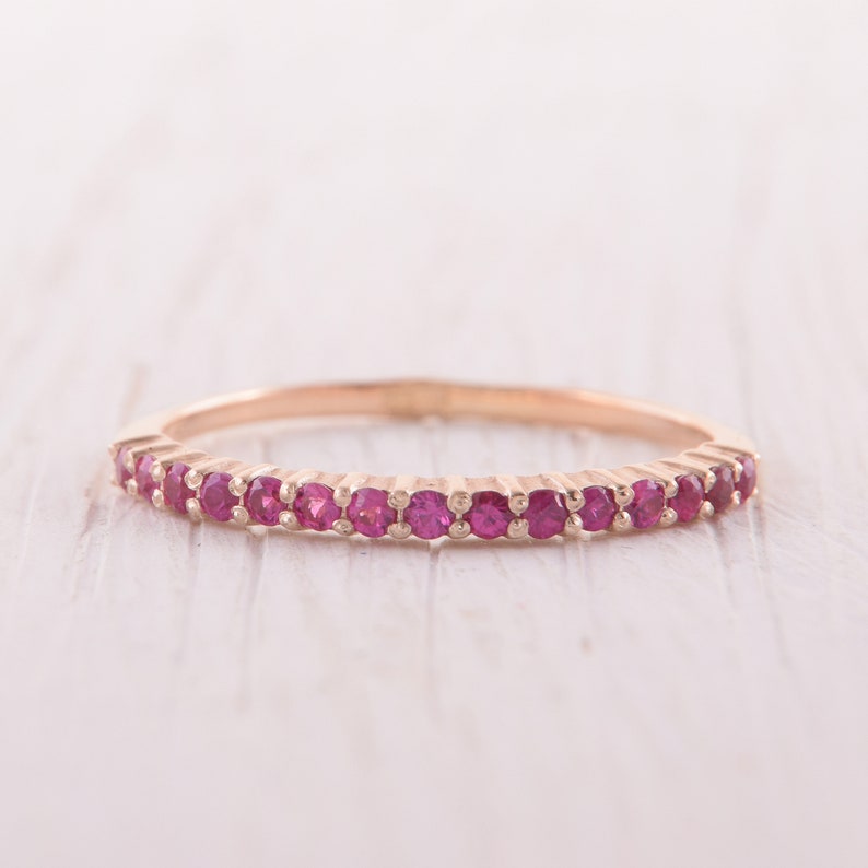 Womens Ruby Wedding Band Rose Gold Eternity Wedding Band - Etsy