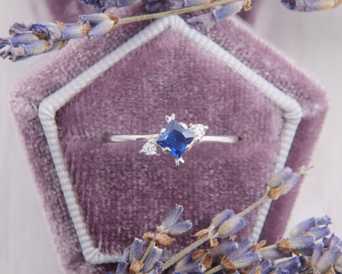 Womens Sapphire Promise Ring Blue Sapphire Silver Ring - Etsy