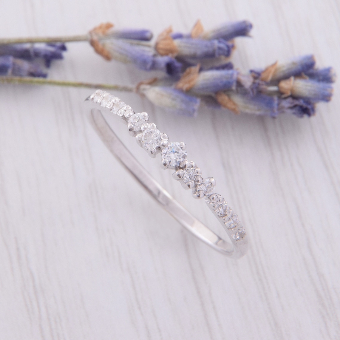 Sterling silver womens wedding band Dainty wedding ring | Etsy