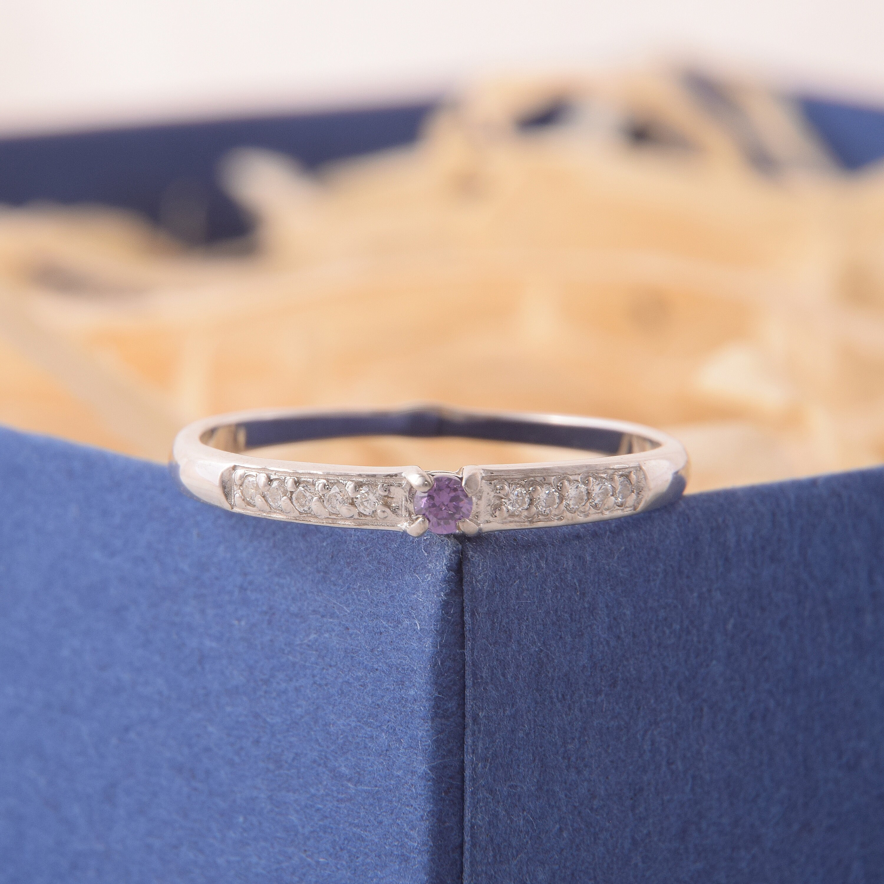 Amethyst ring Purple stone ring Silver promise ring Promise | Etsy