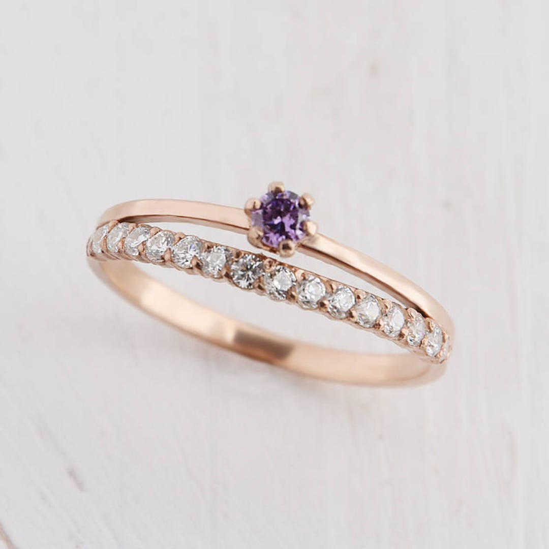 Womens Amethyst Promise Ring, Gold Amethyst Ring, Gold Promise Ring ...