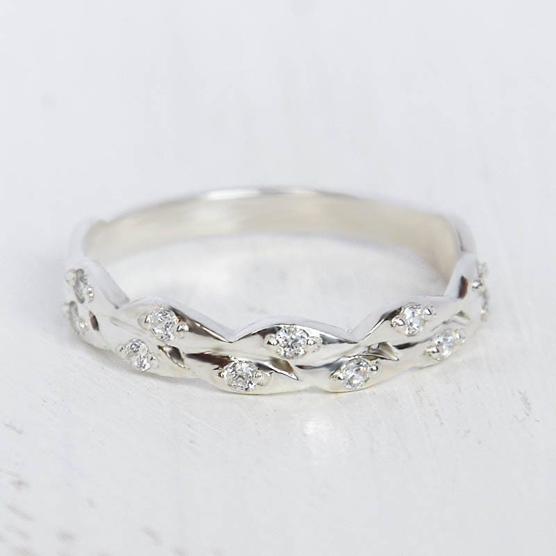 Unique Womens Silver Wedding Band Art Deco Wedding Band | Etsy