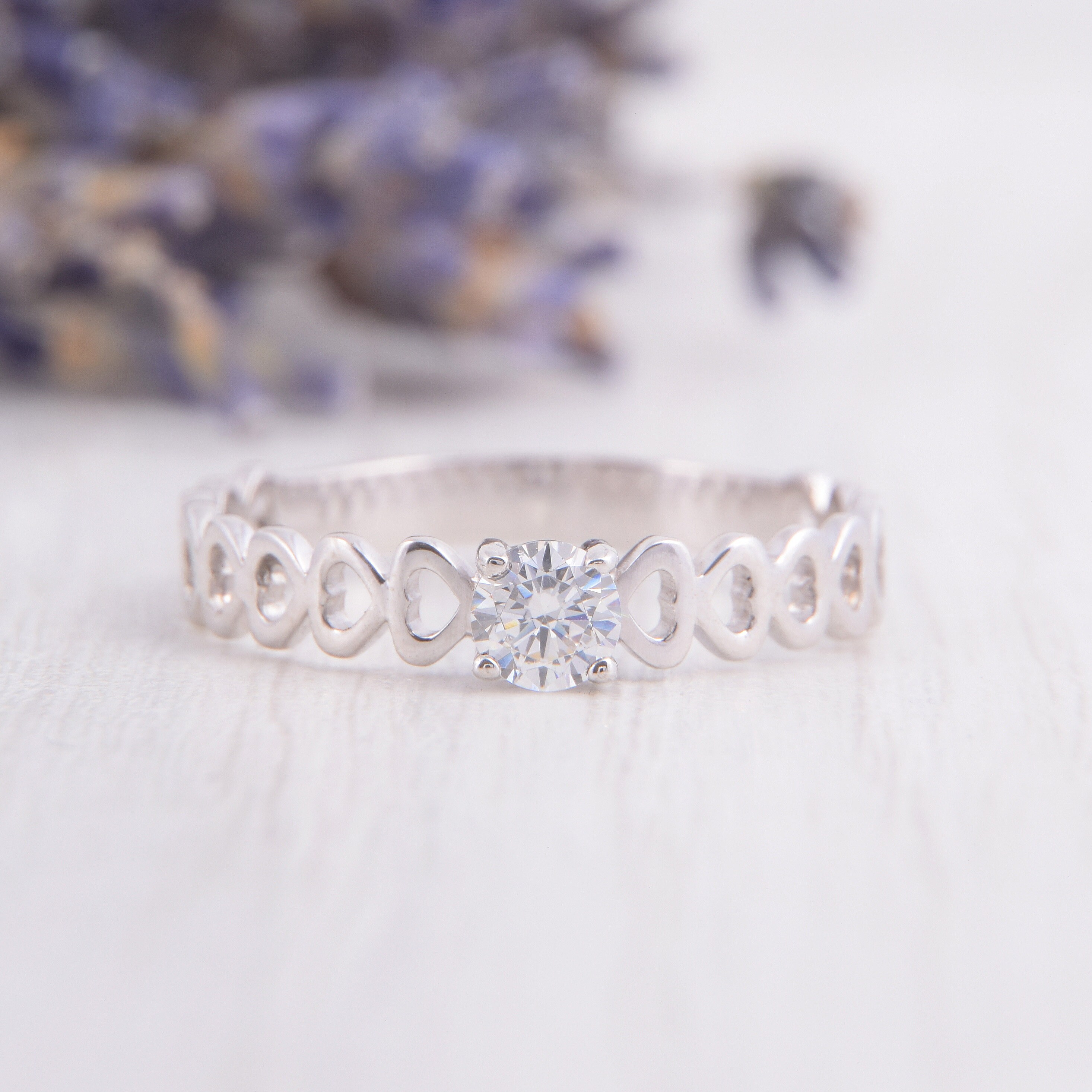 Promise ring for her Heart ring Solitaire ring Valentines | Etsy