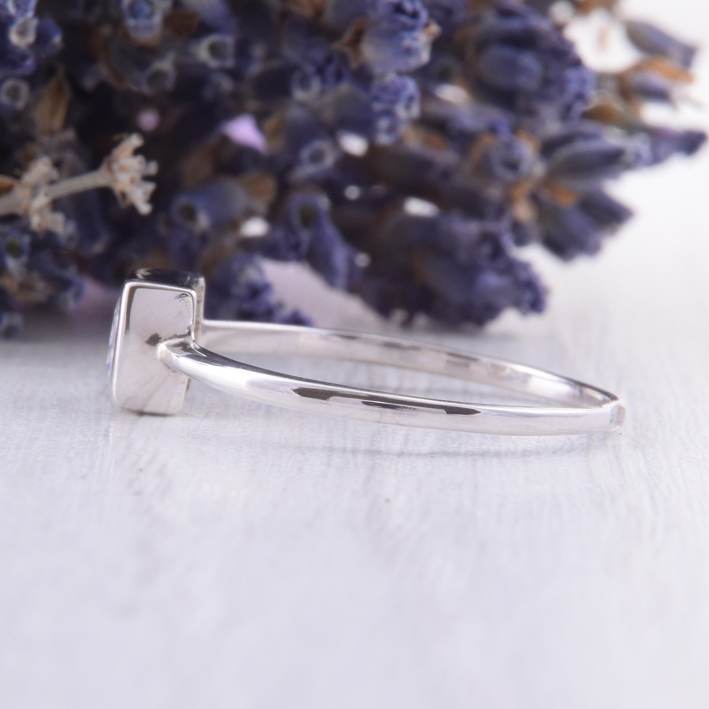 Square Ring Womens Simple Promise Ring Sterling Silver Ring | Etsy