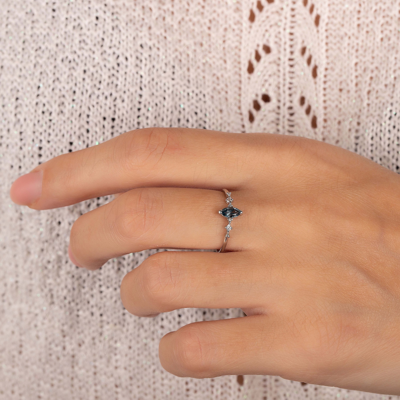 London Blue Topaz Promise Ring Sterling Silver Dainty - Etsy