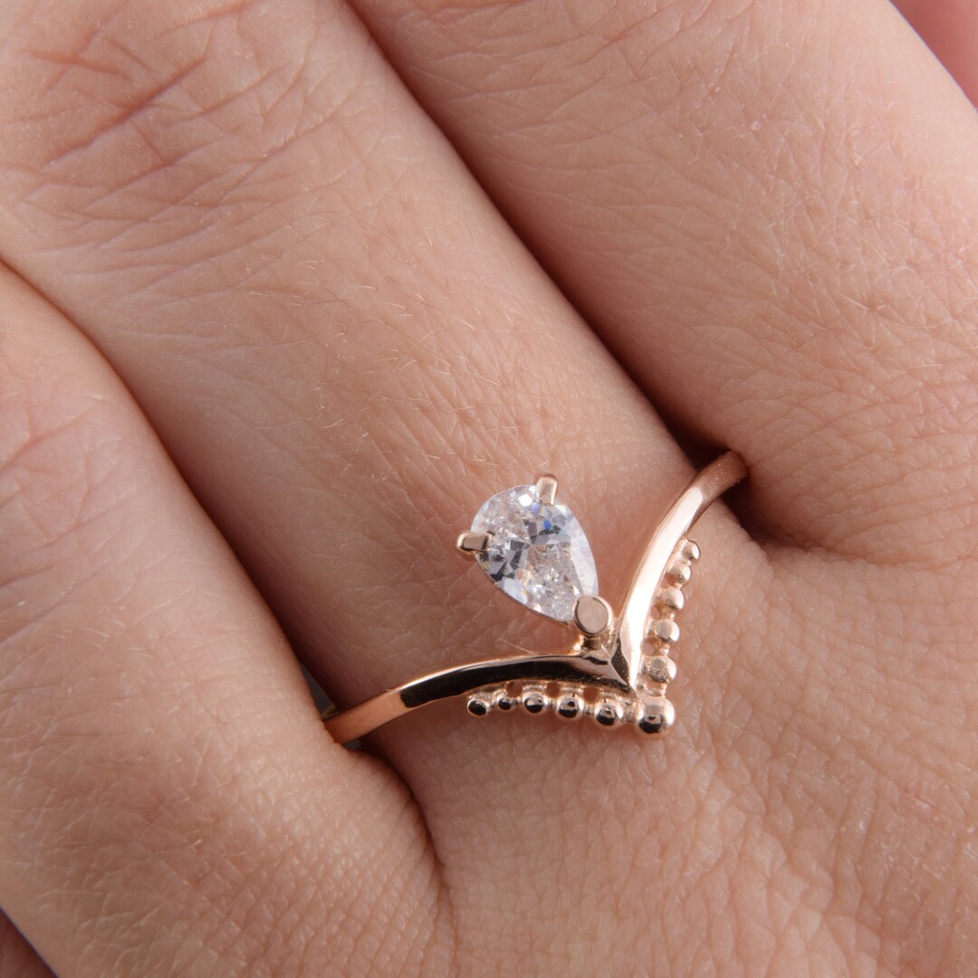 Simple Gold Promise Ring, Art Deco Ring Gold, Dainty Promise Ring ...