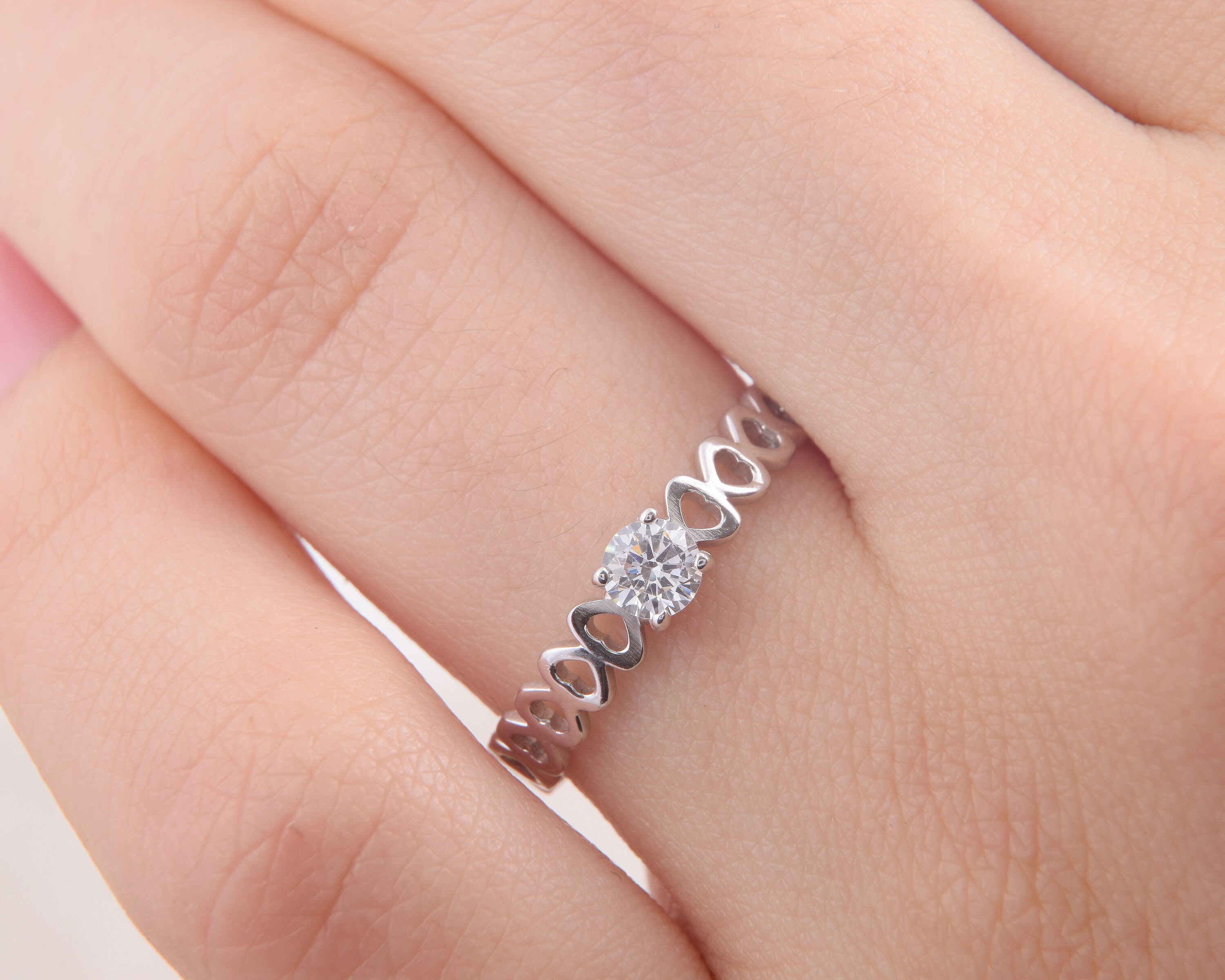 Promise ring for her Heart ring Solitaire ring Valentines | Etsy