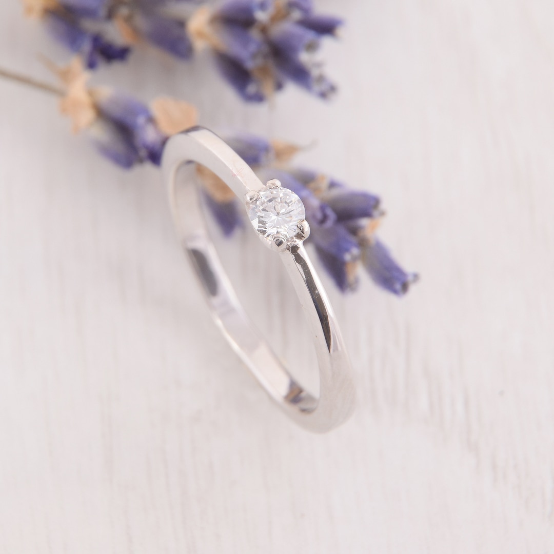 Minimalist Ring, Tiny Ring, Small Ring, Cz Ring Silver, White Stone ...