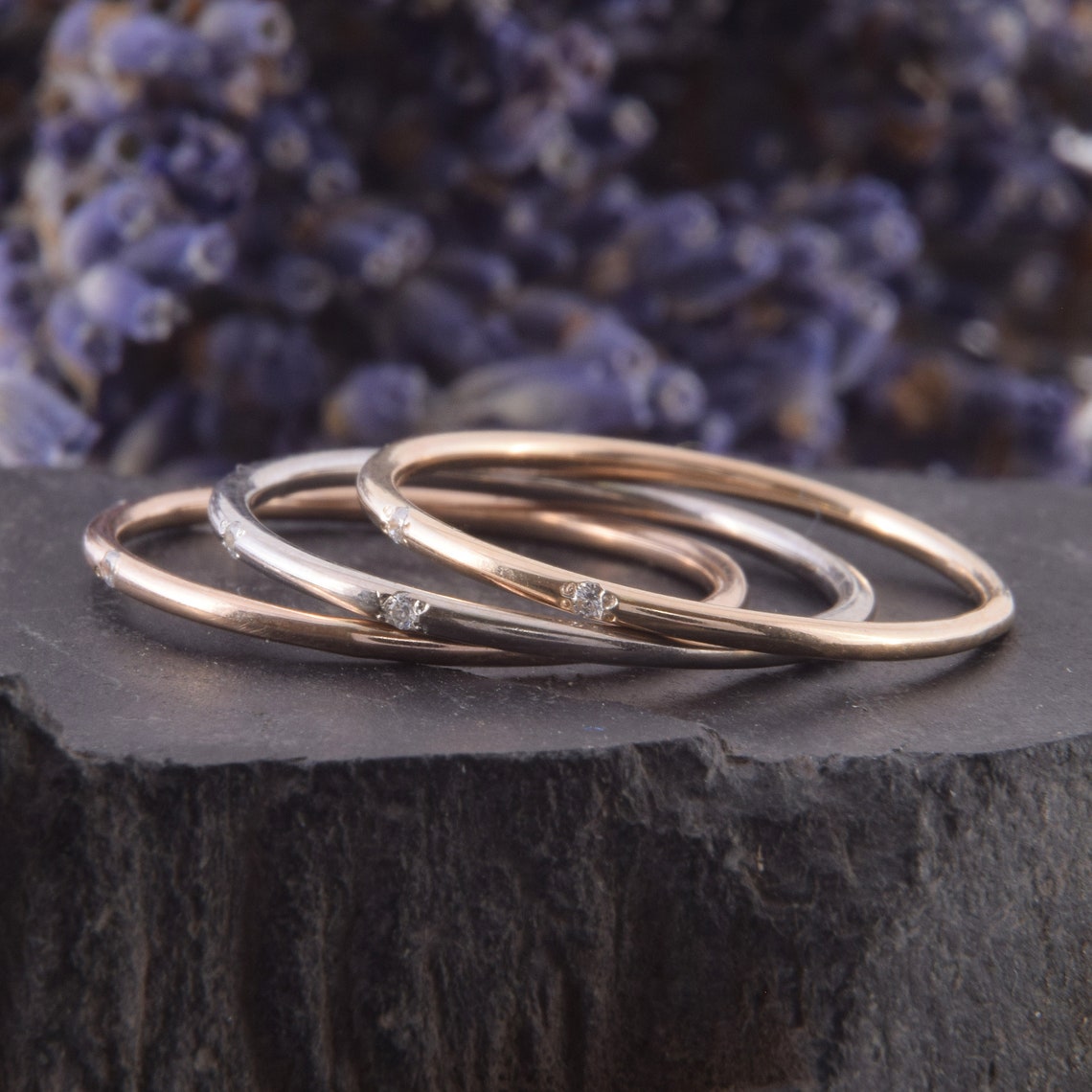 14k Solid Gold Simple Delicate Womens Wedding Band Small & - Etsy