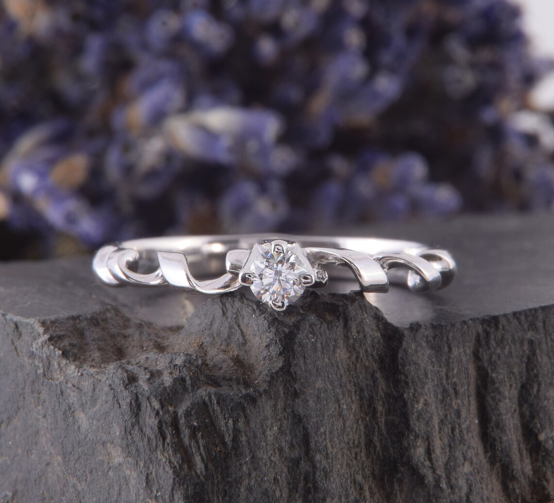 Twist ring Silver ring for her Women silver ring Solitaire | Etsy