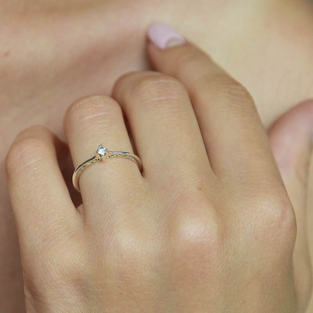 Small Minimalist Womens Promise Ring, Womens Dainty Silver Ring, Dainty ...