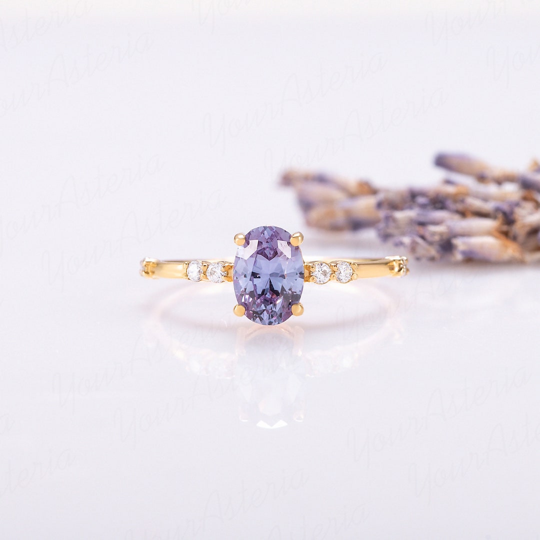 Alexandrite Engagement Ring, Alexandrite Promise Ring, Women 14k Gold ...