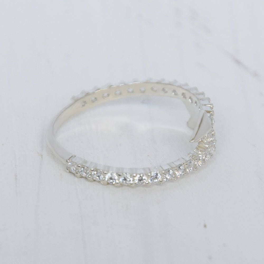 Arrow Ring Dainty Ring White Stone Ring Stacking Silver | Etsy