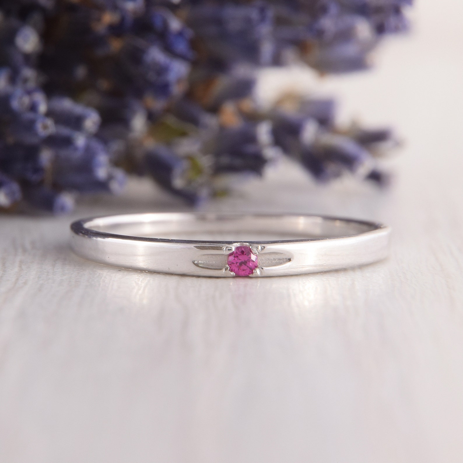 Womens Minimalist Ruby Ring Small Ring Delicate Ring - Etsy