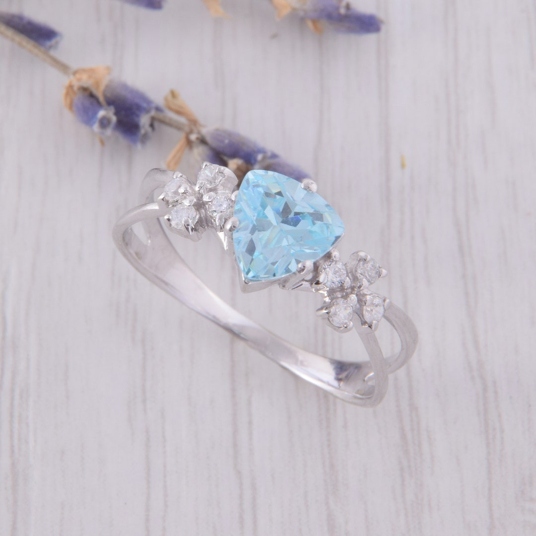Unique Topaz Engagement Ring, Art Deco Engagement Ring, Womens Silver ...