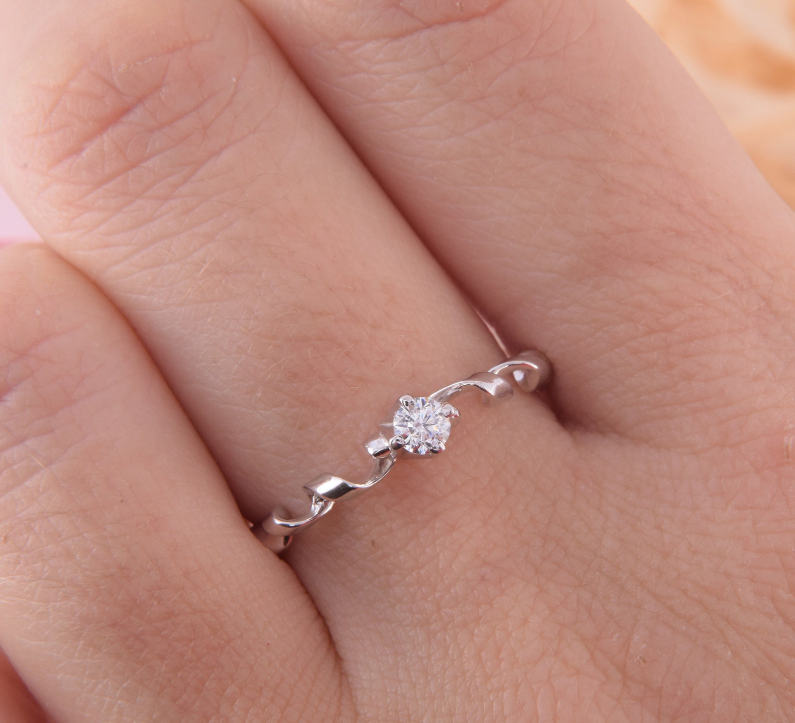 Twist Ring Silver Ring for Her Women Silver Ring Solitaire - Etsy