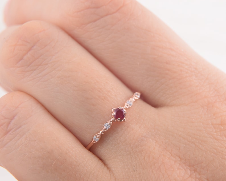 Small & Dainty 14k Rose Gold Antique Victorian Pink Ruby - Etsy