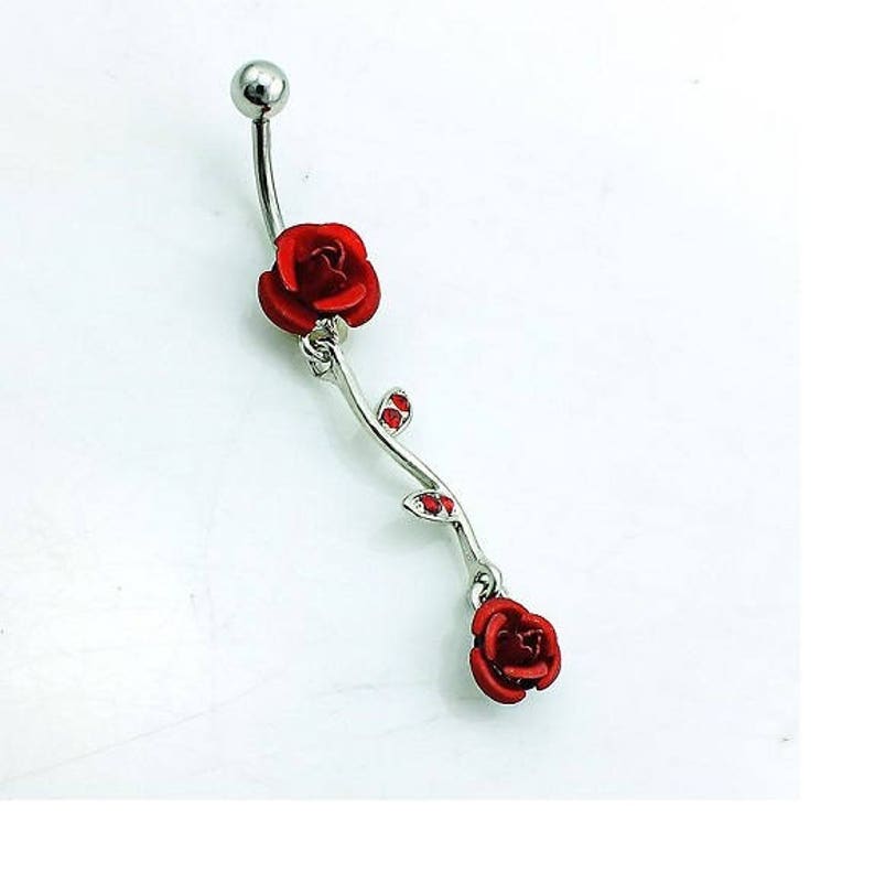 Double Rose Belly Button Ring Ships USA - Etsy