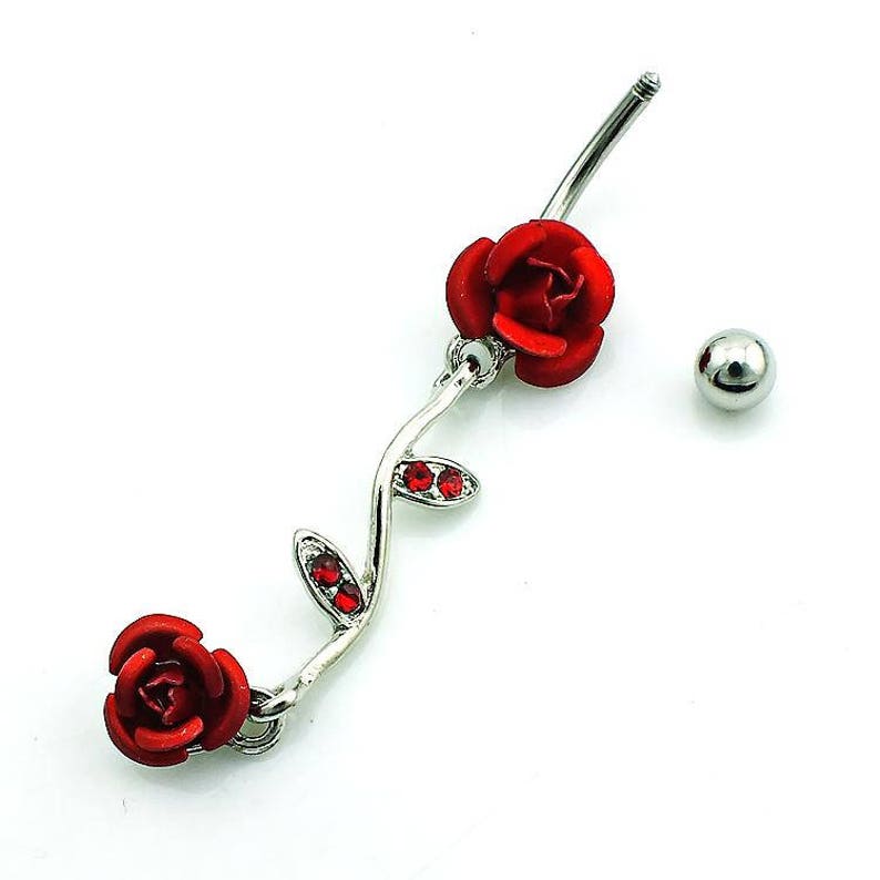 Double Rose Belly Button Ring Ships USA - Etsy