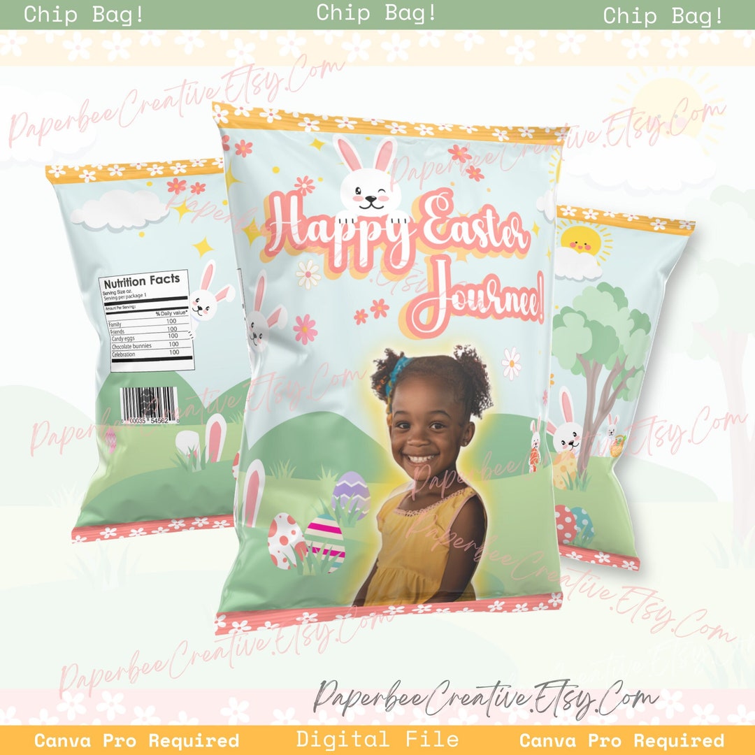 Personalized Happy Easter Chip Bag. Editable Digital Download ...