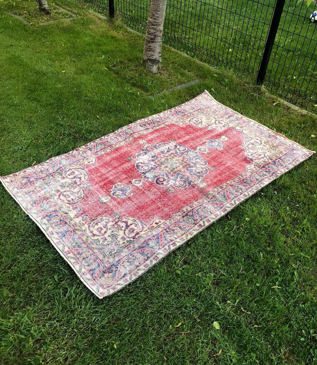 Unique Red Turkish Rug Oushak Antique Rug Red Vintage Rug Red Oushak ...