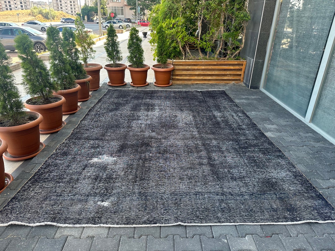 Distressed Rug,black Persian Rug,black Overdyed Persian Rug,persian ...