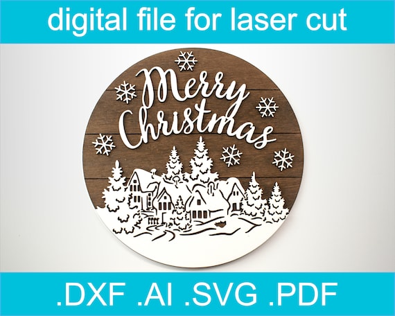 Laser Cut Files Merry Christmas Svg Sign Cnc Router Files - Etsy