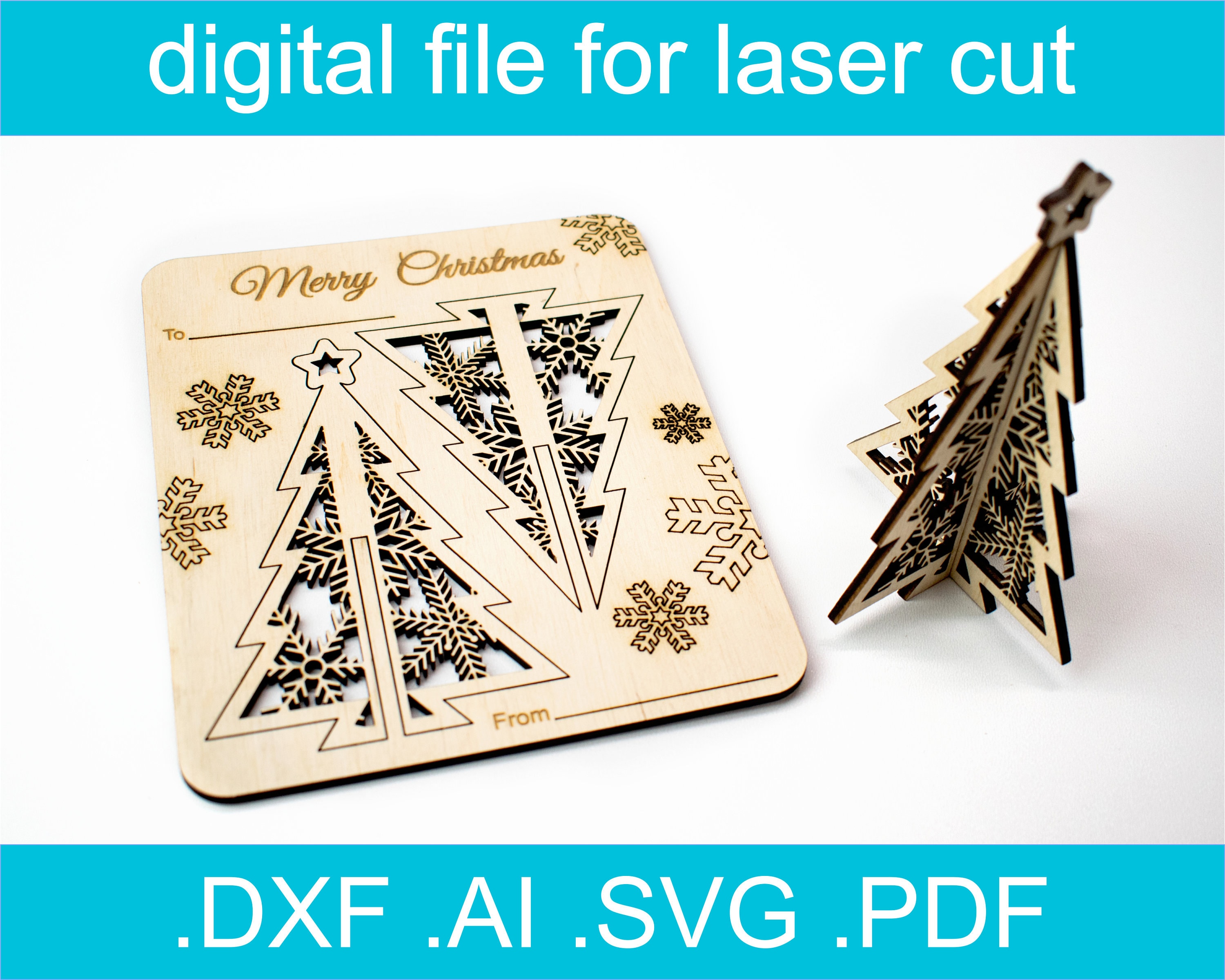 3D Puzzle Christmas Tree Card SVG • Laser Cut File • Glowforge • Xtool ...