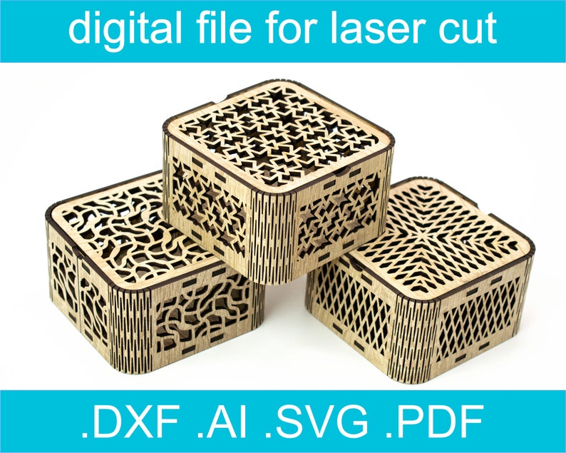 Laser Cut Files Box SVG Bundle 4 Designs Laser Cut Vector - Etsy