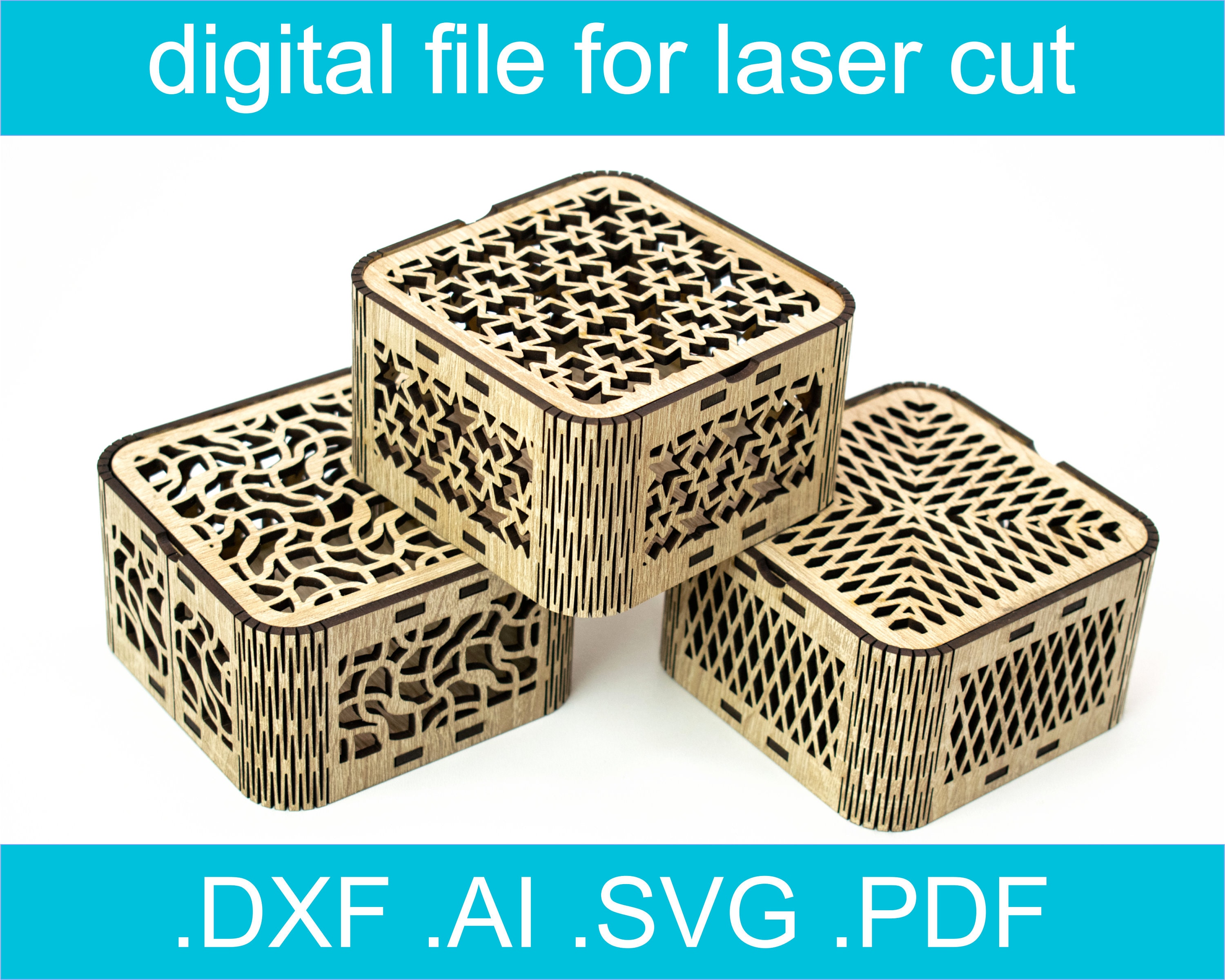 Laser Cut Files Box SVG Bundle 4 Designs Laser Cut Vector - Etsy