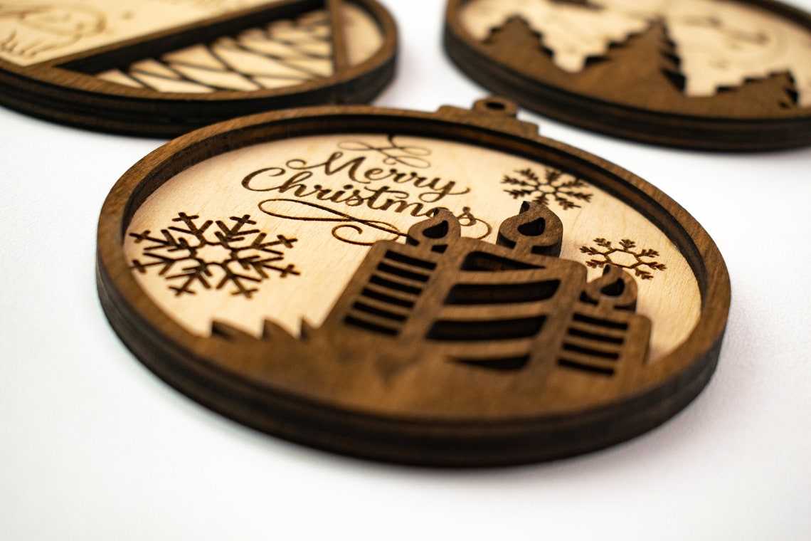 Laser Cut Files Christmas Ornaments SVG Bundle 5 Designs - Etsy