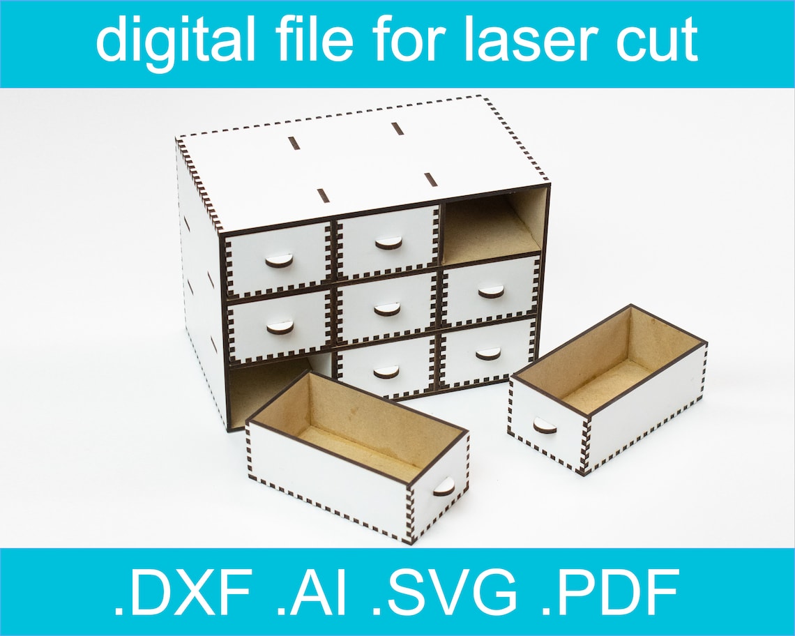 Laser Cut Files Desktop Organizer With Drawers Small - Etsy