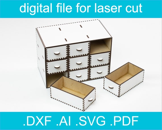 Laser Cut Files Desktop Organizer With Drawers Small - Etsy