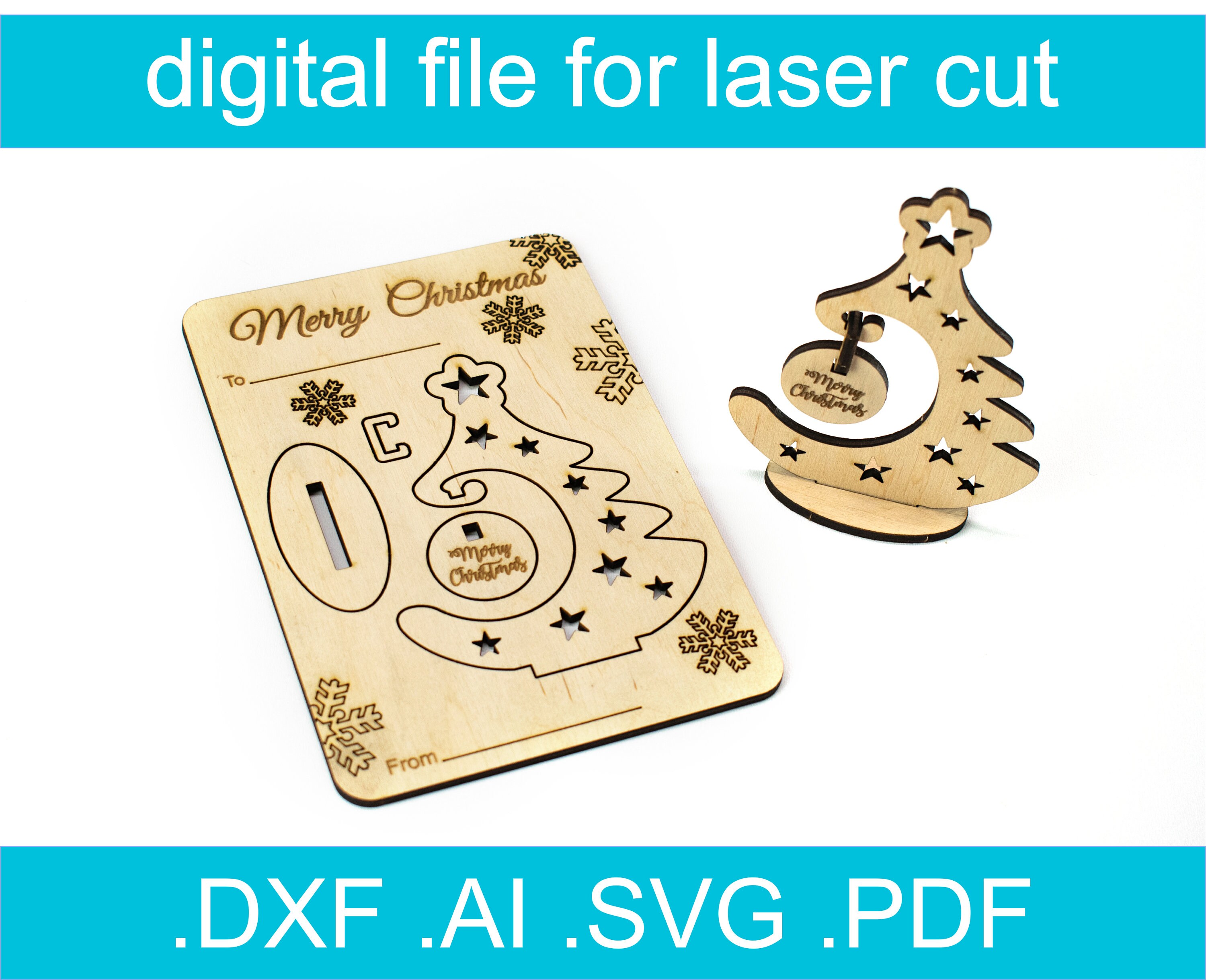 3D Puzzle Christmas Tree Card SVG Laser Cut File Glowforge - Etsy
