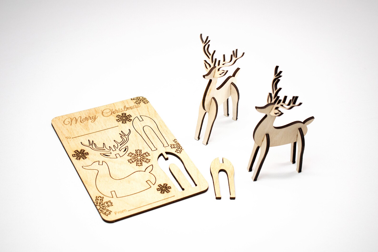 3D Puzzle Christmas Deer Card SVG • Laser Cut File • Glowforge • Xtool ...