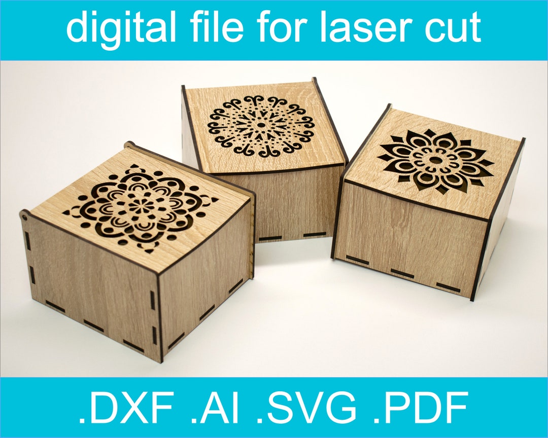 Laser Cut Slotted Box Bundle 4 Designs, Laser Cut Gift Box, Glowforge ...