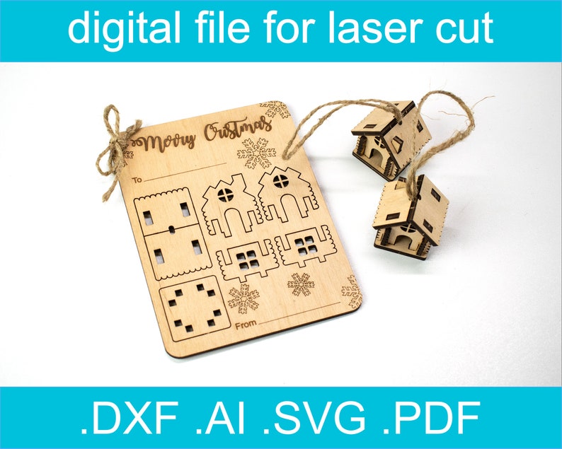 3D Puzzle Christmas House Card SVG • Laser Cut File • Glowforge • Xtool ...