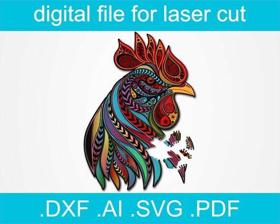 Laser Cut Files Puzzle Rooster Glowforge Project Cnc Files | Etsy