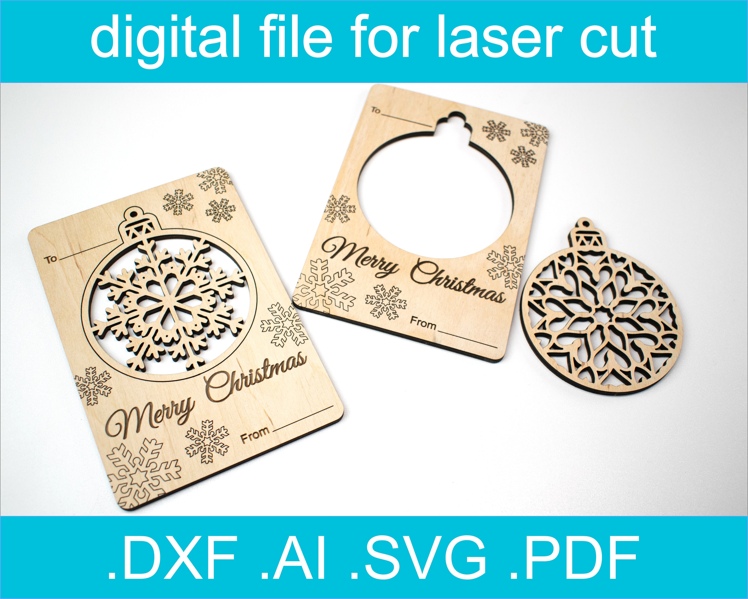 Laser Cut File Christmas Cards 15 Designs Glowforge Svg File - Etsy